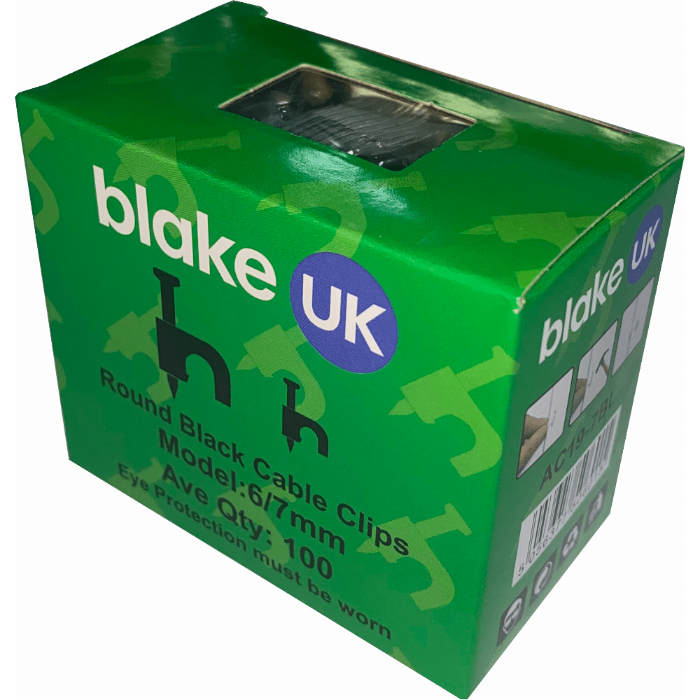 6-7mm Black Plastic Cable Clips (Box of 100) | Blake UK - Blake UK