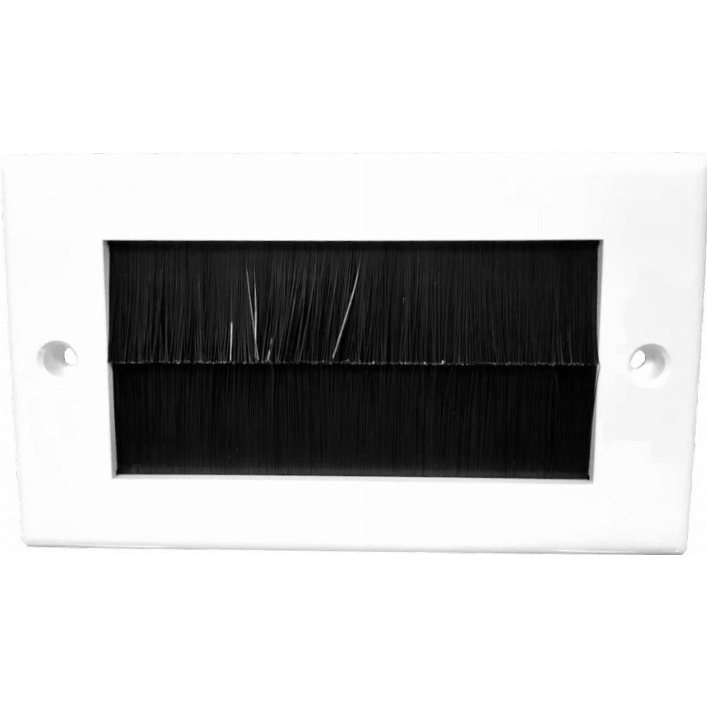 White Double Gang Brush Faceplate, Black Brushes | Blake UK - Blake UK