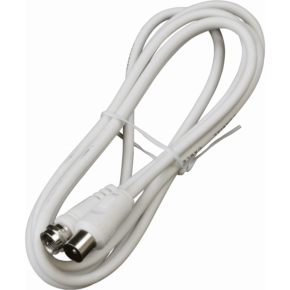 1.5m White F-Type Lead, IEC Coax Plug for TV | Blake UK - Blake UK