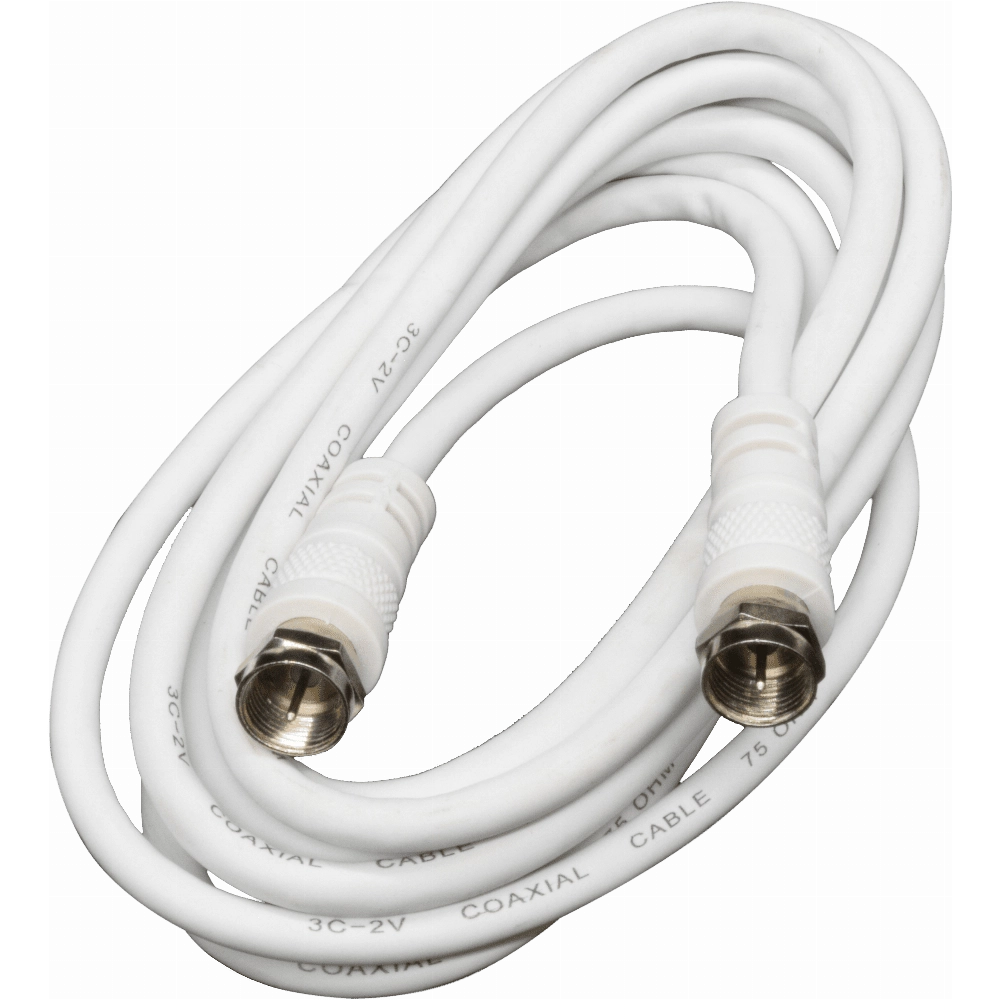 2m White Coax F-Plug to F-Plug Lead/Cable | PROception - Blake UK