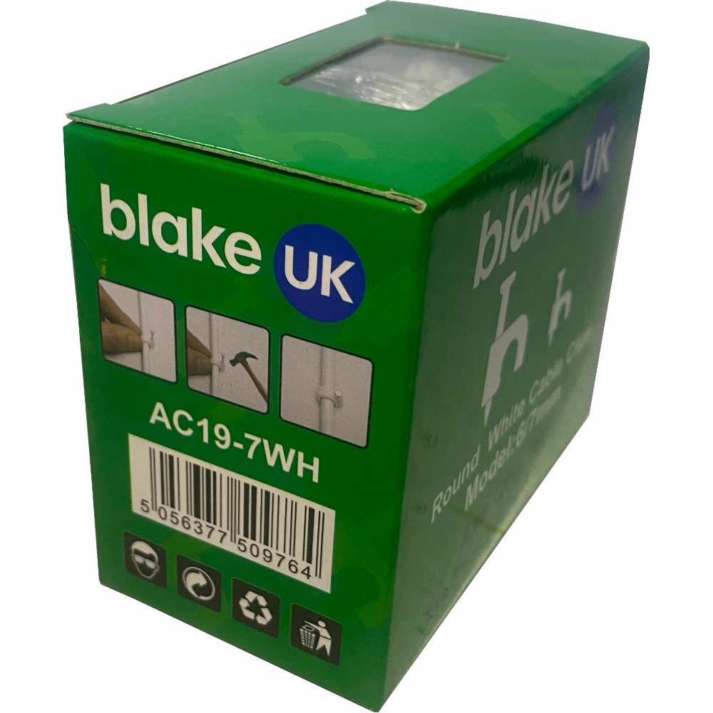 6-7mm White Plastic Cable Clips (Box of 100) | Blake UK - Blake UK