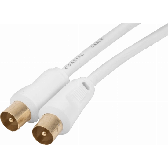 2m White Coax IEC Gold Plug to Plug Lead/Cable | PROception - Blake UK