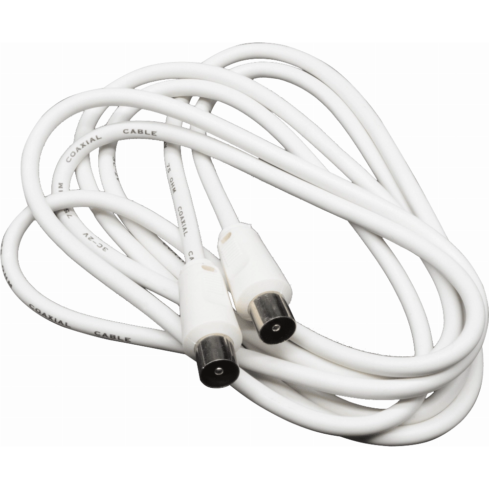 1m White Coax IEC Plug to Plug Lead/Cable | PROception - Blake UK