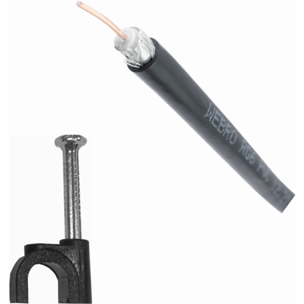 10m Black Cable With 7mm Black Cable Clips - Blake UK
