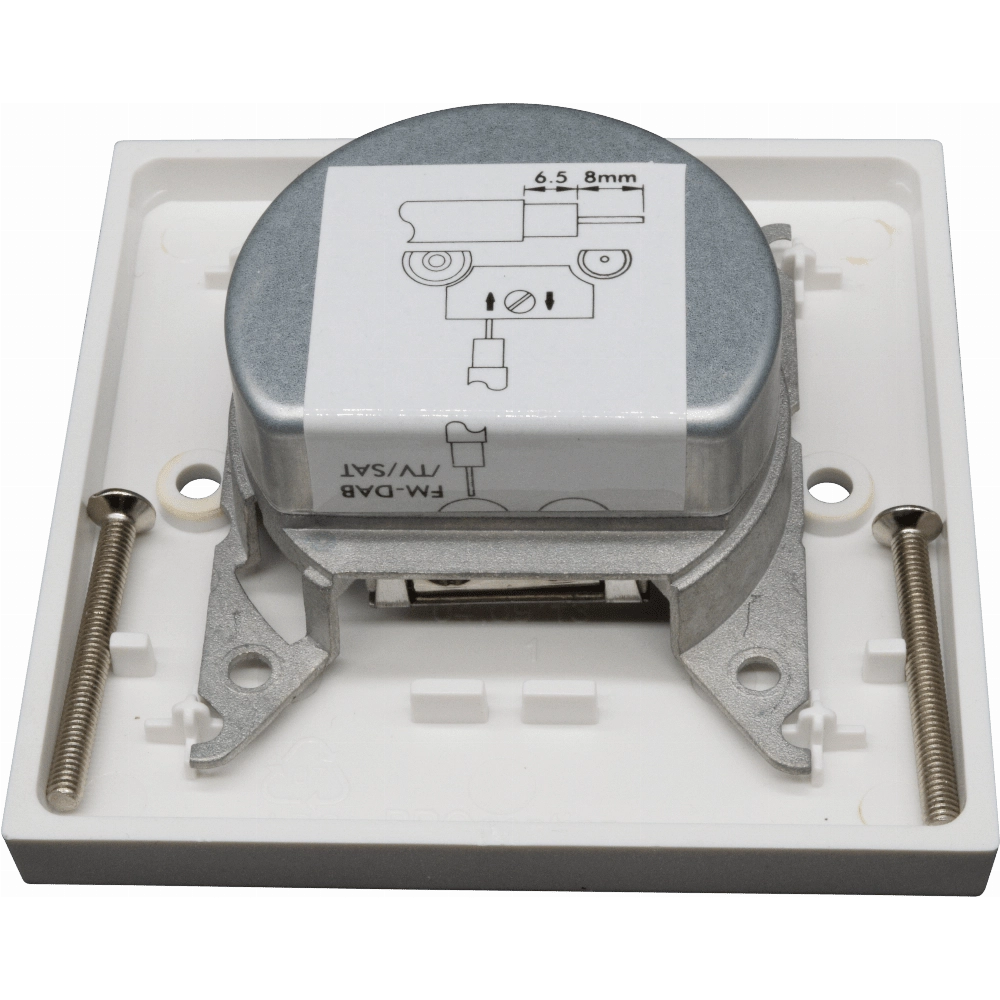 Triplexed Outlet Plate TV, FM, SAT, Shielded. Fits 25mm box - Blake UK