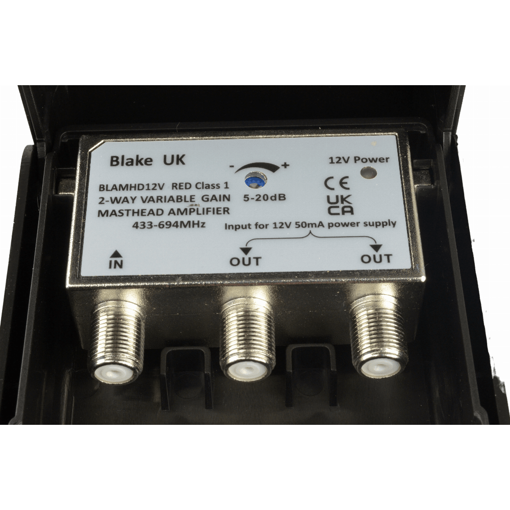 2 Way RED Class 1 Variable Gain UHF Mast Amp | Blake UK - Blake UK