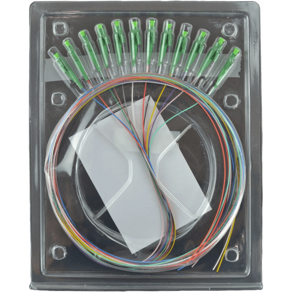 1m x12 Fibre Pigtail Simplex LC/APC, 0.9mm, G657A1 Single Mode - Blake UK