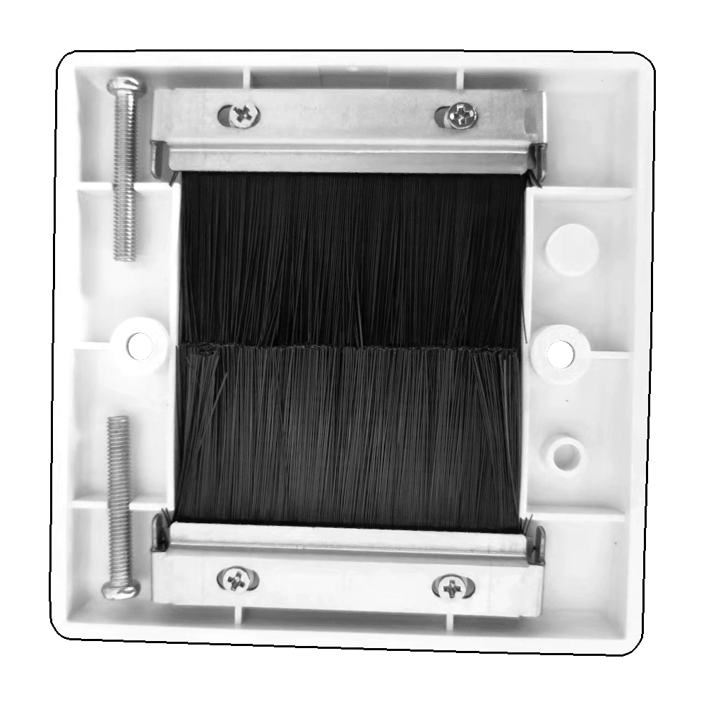 White Single Gang Brush Faceplate, Black Brushes | Blake UK - Blake UK