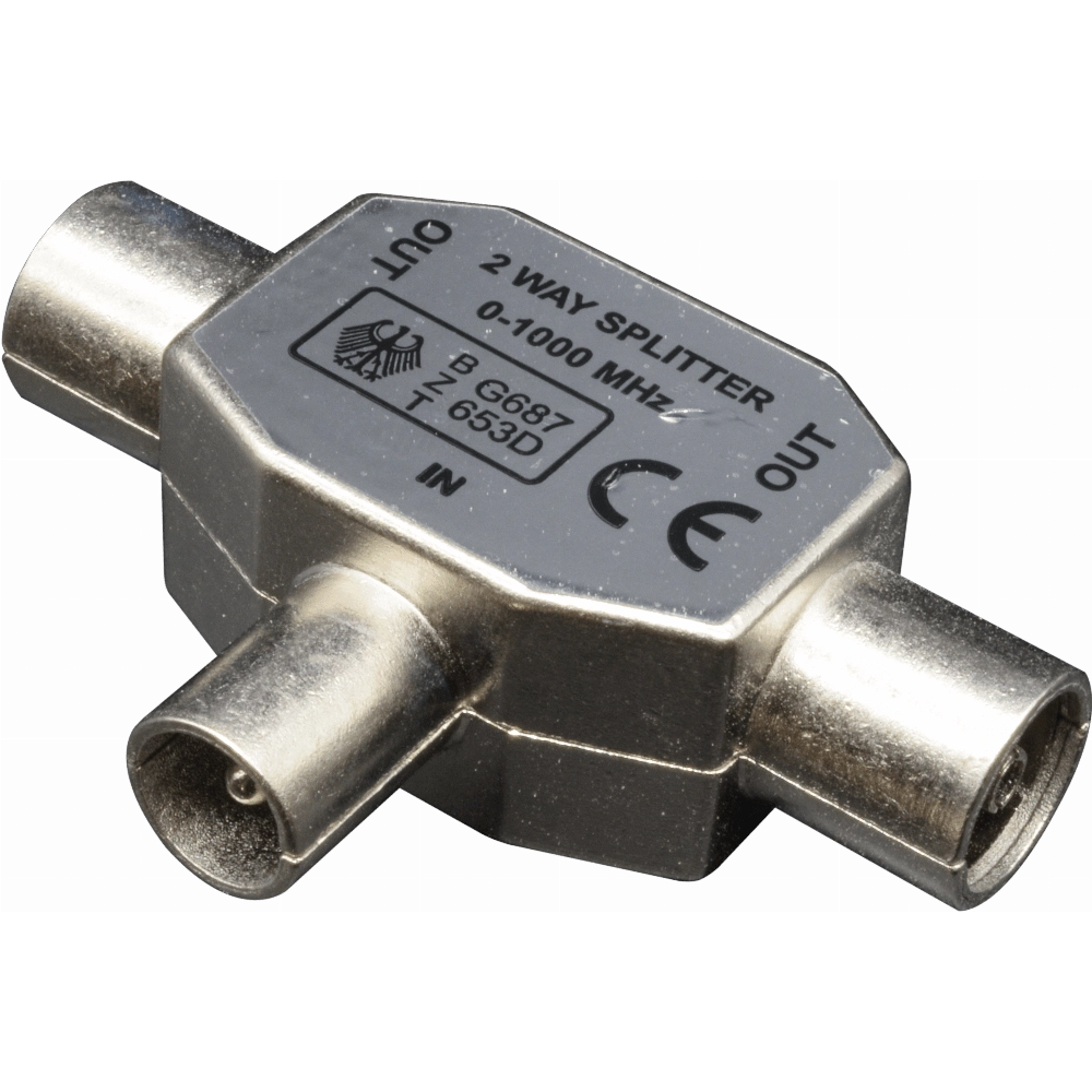 2-Way Metal Coax T Splitter for TV and FM Coaxial | Blake UK - Blake UK